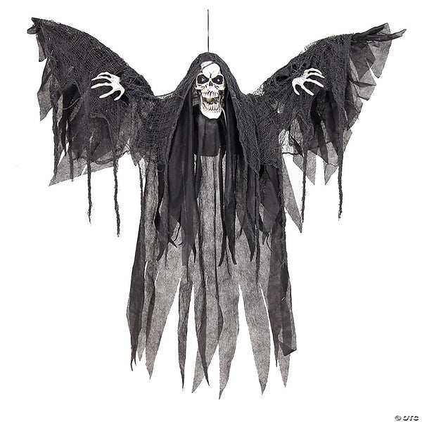 39 1/4" x 35 1/2" Hanging Animated Winged Reaper Halloween Decoration
