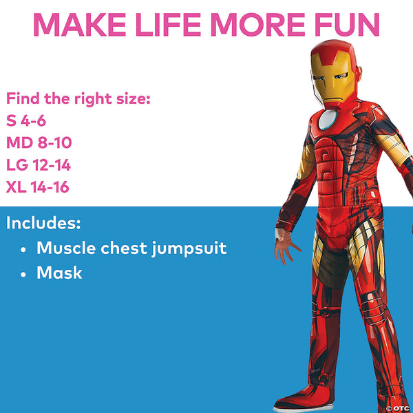 Boy's Deluxe Muscle Iron Man Costume
