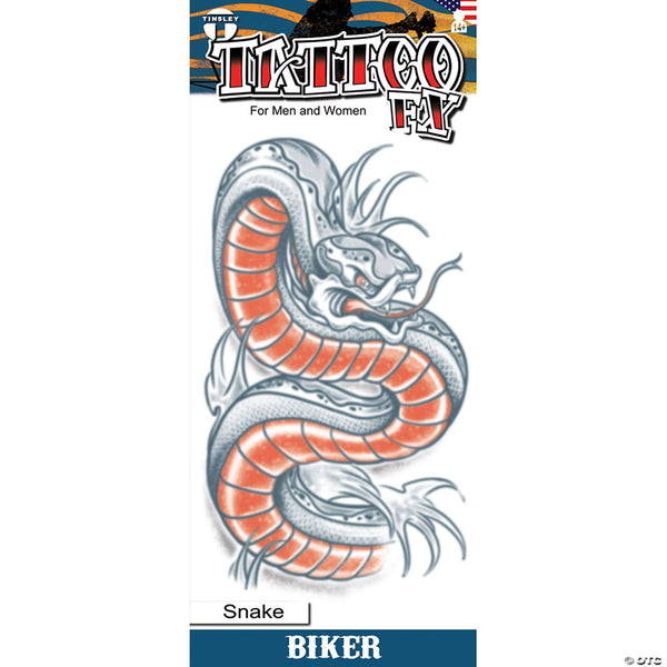 Tinsley Transfers Biker Snake Temporary Tattoo