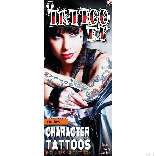 Tinsley Transfers Character Biker Outlaw Temporary Tattoos