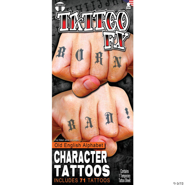 Tinsley Transfers Character Knuckle Old English Alphabet Temporary Tat