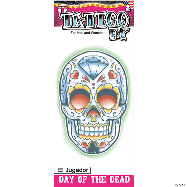Tinsley Transfers Day of the Dead El Jugador Temporary Tattoo