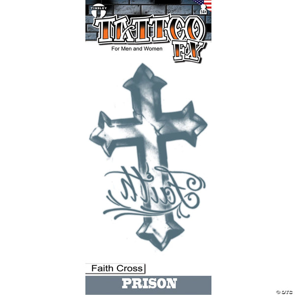 Tinsley Transfers Prison Faith Cross Temporary Tattoo