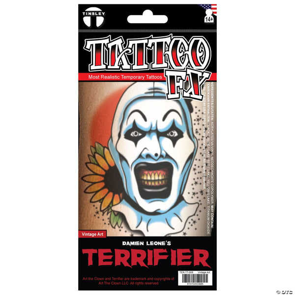 Tinsley Transfers Terrifier™ Art the Clown Vintage Art Temporary Tatto